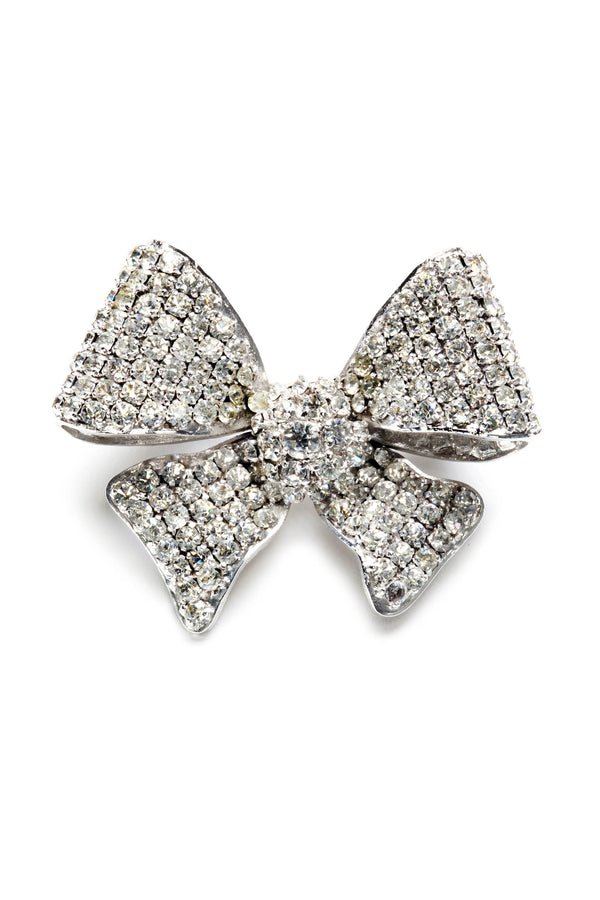 Chanel Vintage Crystal Bow Heritage Brooch 1993 - Foxy Couture Carmel