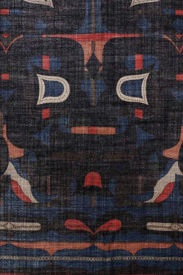 Hermes "Esprit Anjou" Charcoal Silk and Cashmere Shawl 140cm - Foxy ...