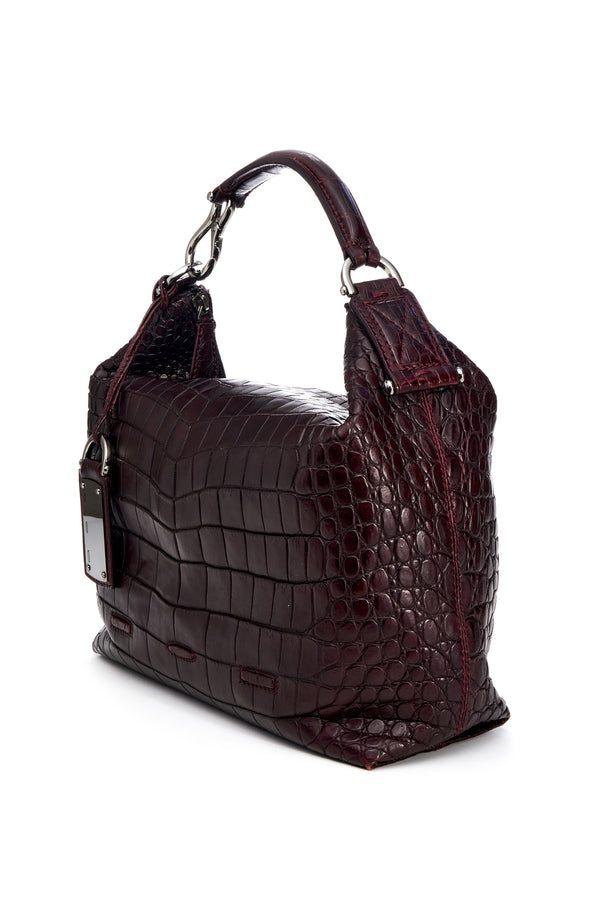 VBH V Bruce Hoeksema Large Brown Alligator Hobo Purse - Foxy Couture Carmel